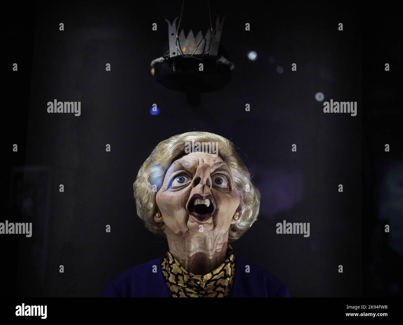 A Margaret Thatcher puppet from 'Spitting Image', 2020, is paired with ...