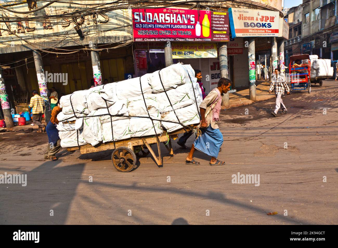 Delhi, India - November 9, 2011: hand cart transportation on early ...