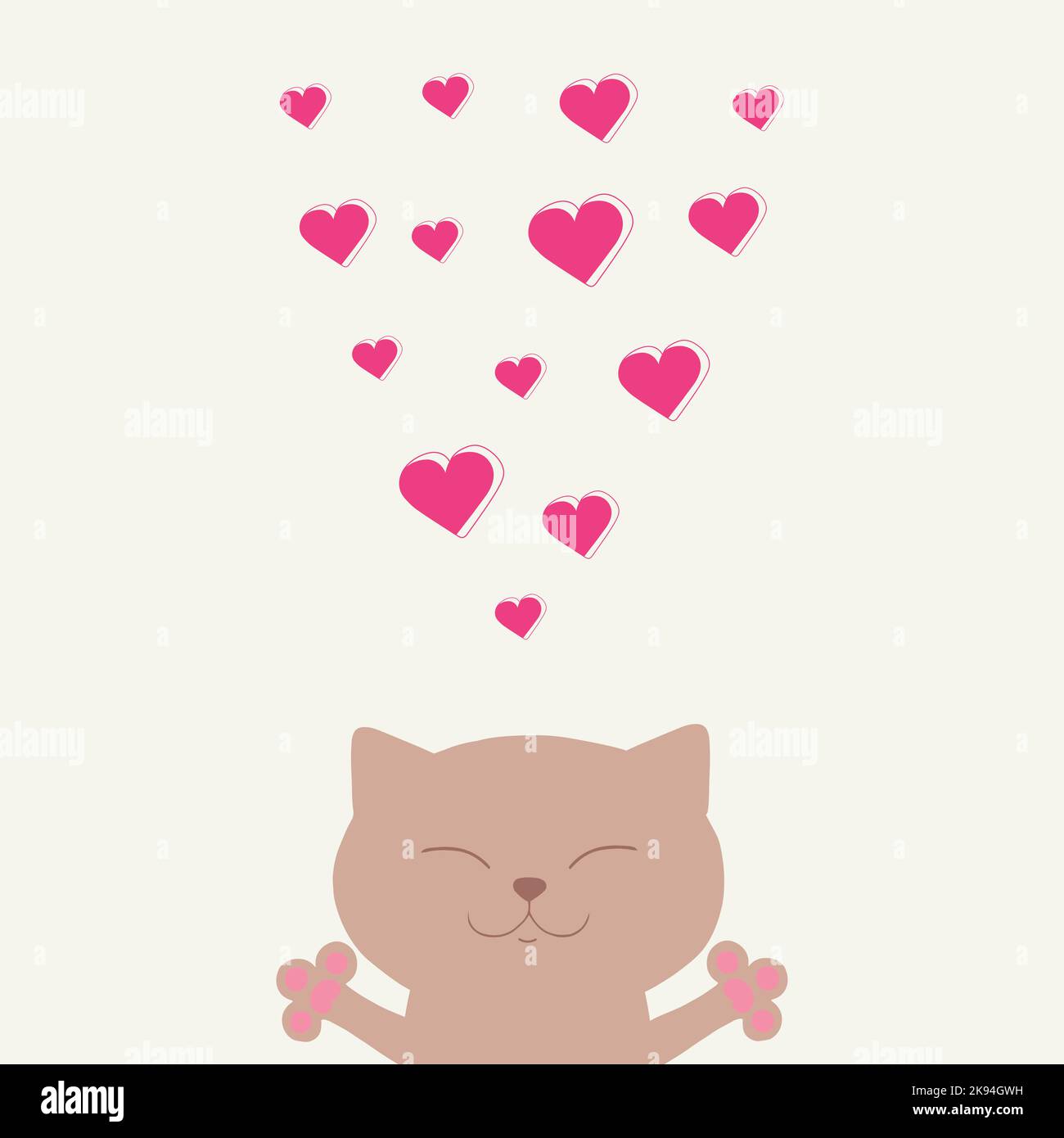 Cute smiling light brown cat gives hearts. Cat kitten kitty. Happy ...