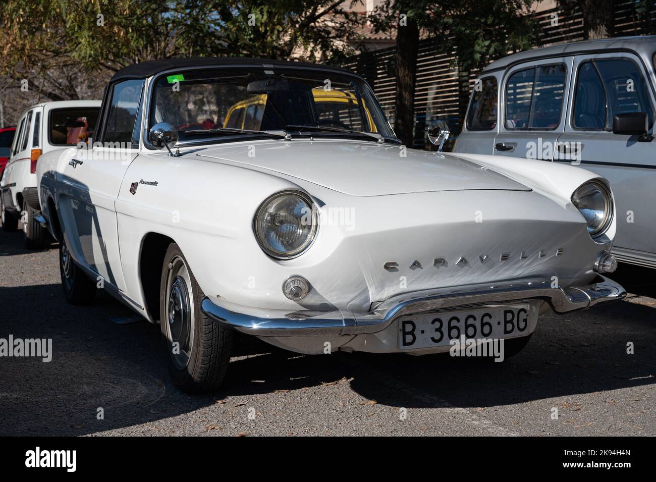 An old French white Renault Caravelle parked outside Stock Photo - Alamy