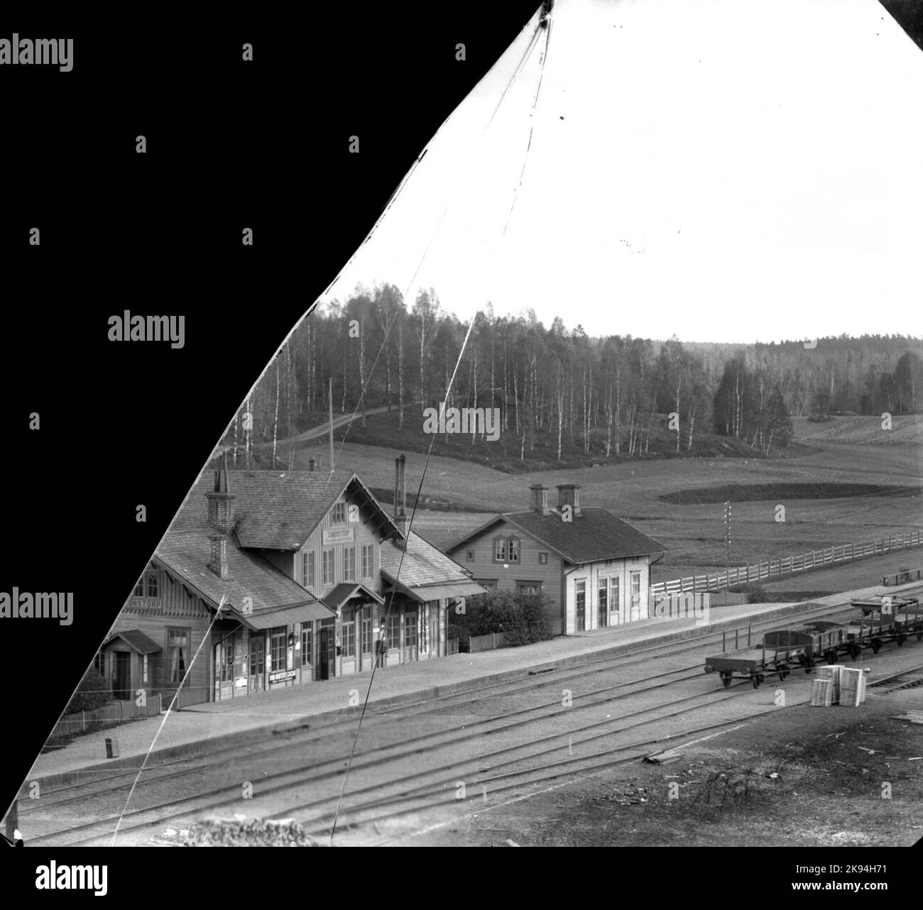 Two -storey wooden station house built according to the habom model ...