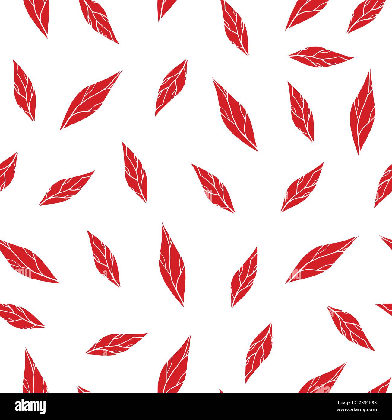 Red leaves botanical seamless pattern. Hand drawn botanical elements on white background Stock ...
