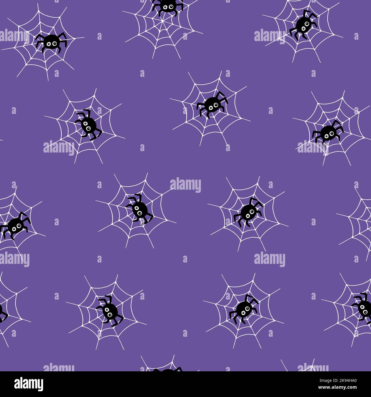 Black spiders on a web seamless pattern. Simple repeating pattern for ...