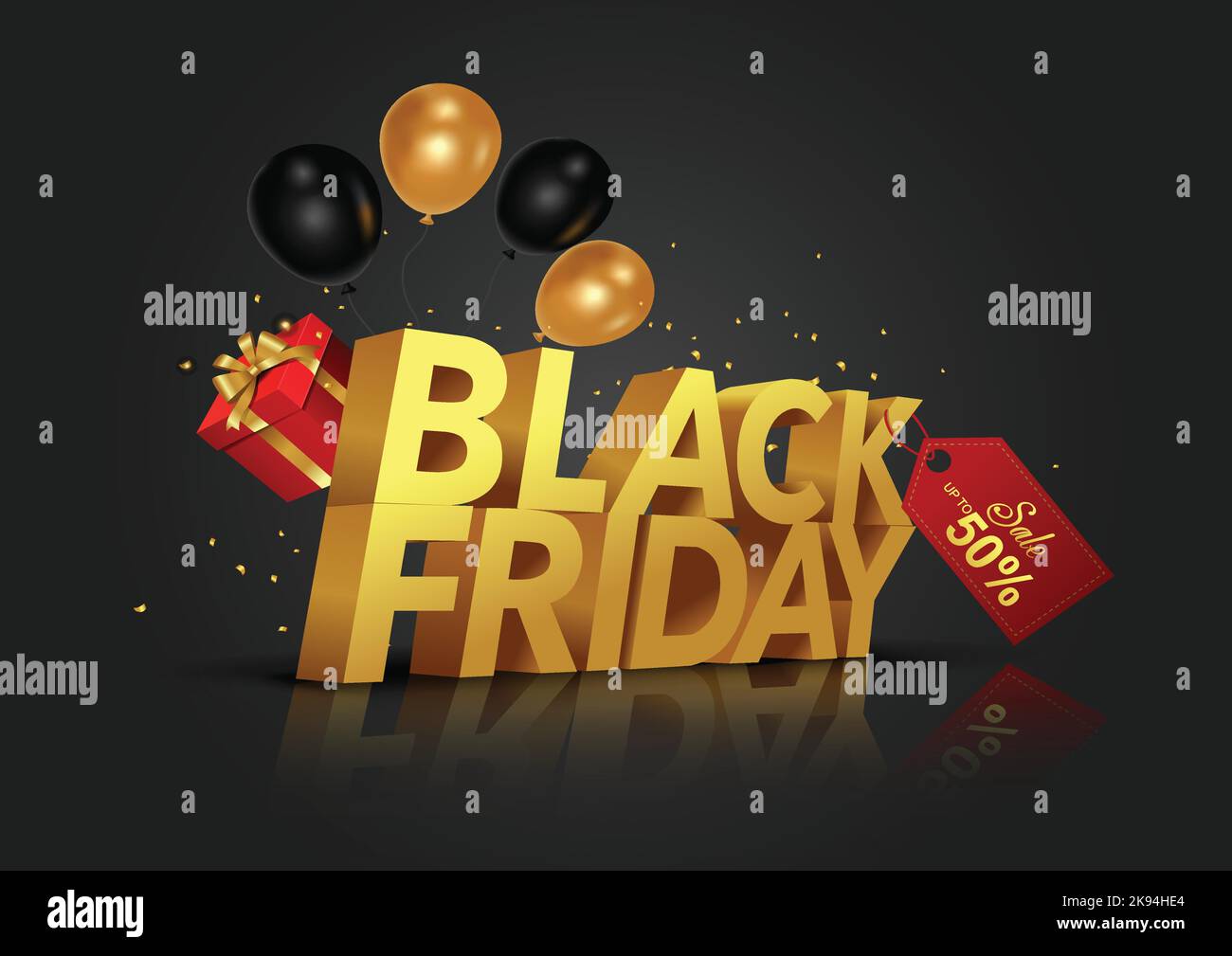 Black Friday limited sale offer. Dark background golden text lettering ...