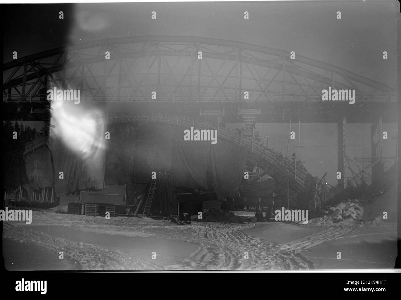 Image from the construction of a new bridge over the Byske River at ...