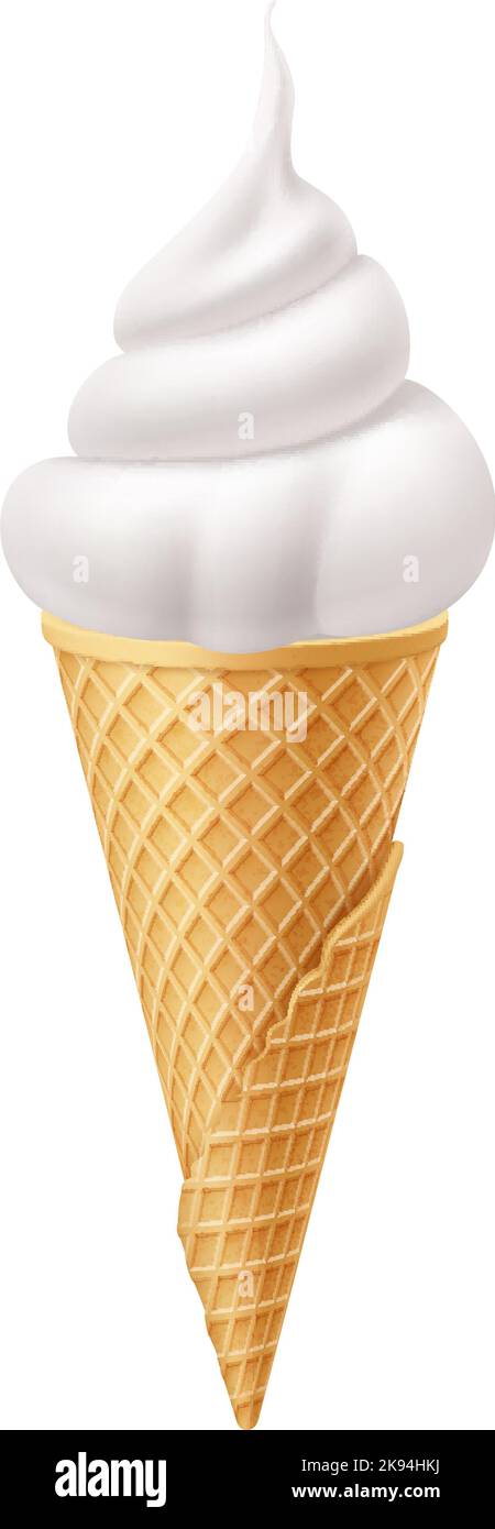 Delicious Vanilla Ice Cream in Waffle Cone. Street Fast Food, Sweet ...