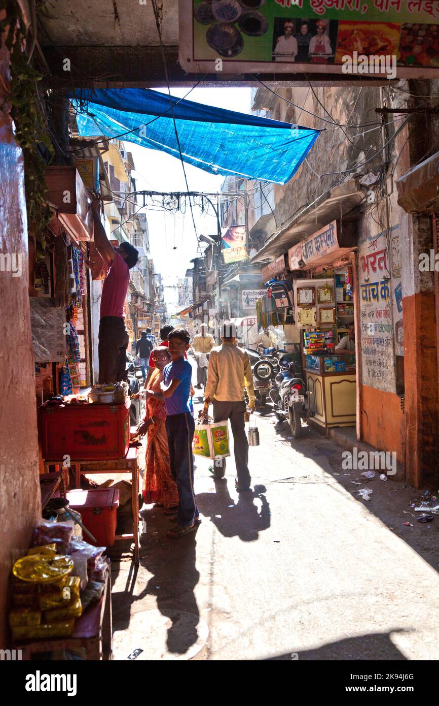 JAIPUR, INDIA - NOVEMBER 12: people in the narrow streets on November ...