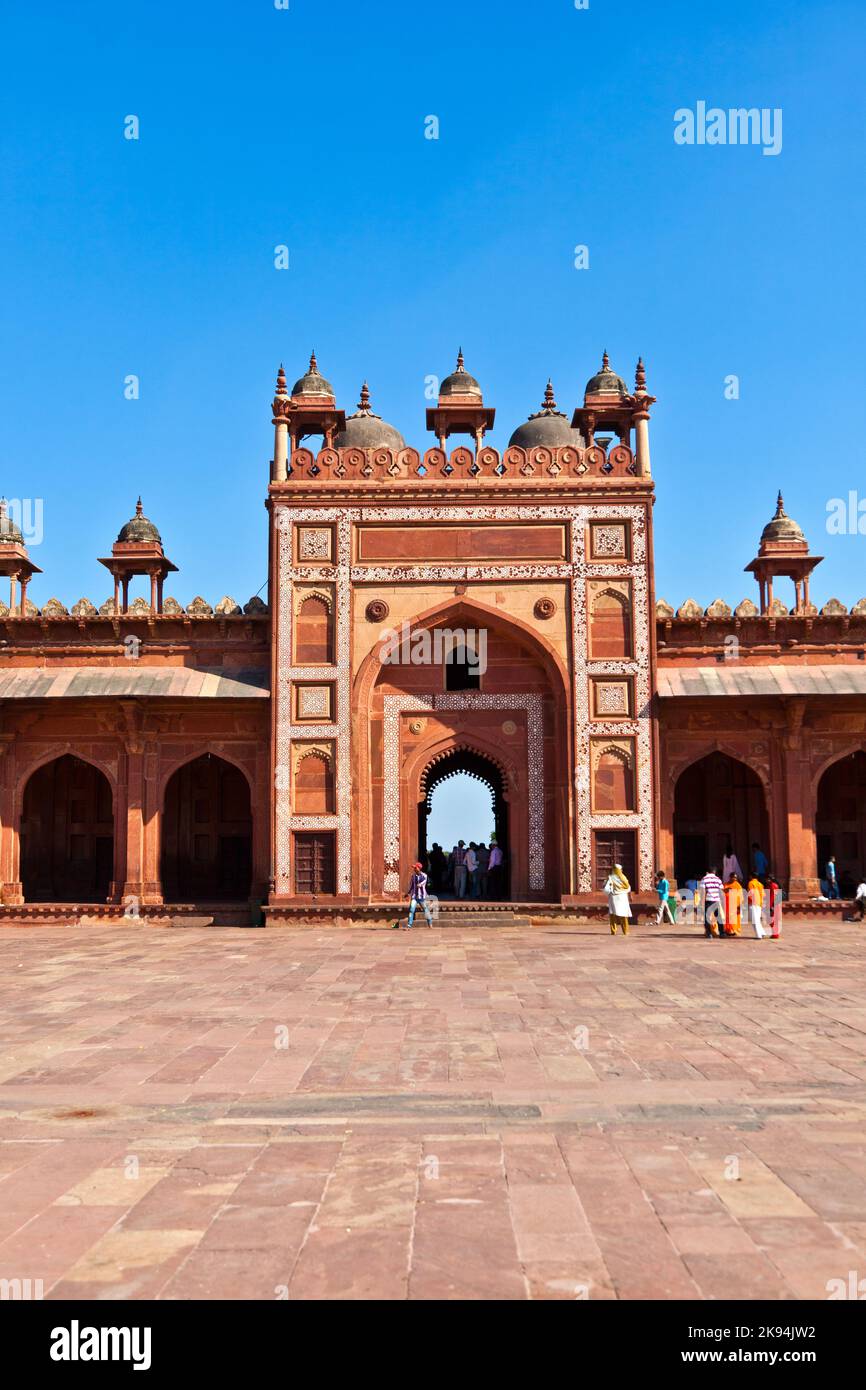 FATEPHUR SIKRI, INDIA - NOVEMBER 17: Pilgrims visit the Jama Masjid ...