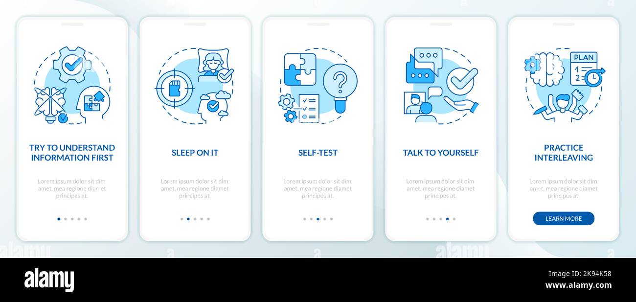 Easy memorizing tricks blue onboarding mobile app screen Stock Vector Image & Art - Alamy