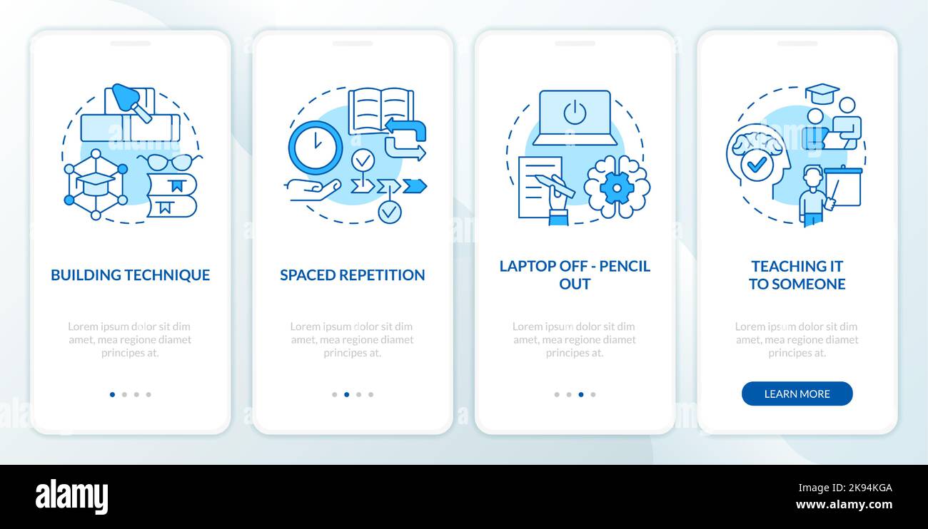 Memorizing Tricks Blue Onboarding Mobile App Screen Stock Vector Image And Art Alamy