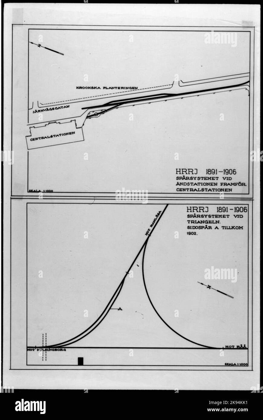The top drawing in the picture shows the Helsingborgråglös Railway ...