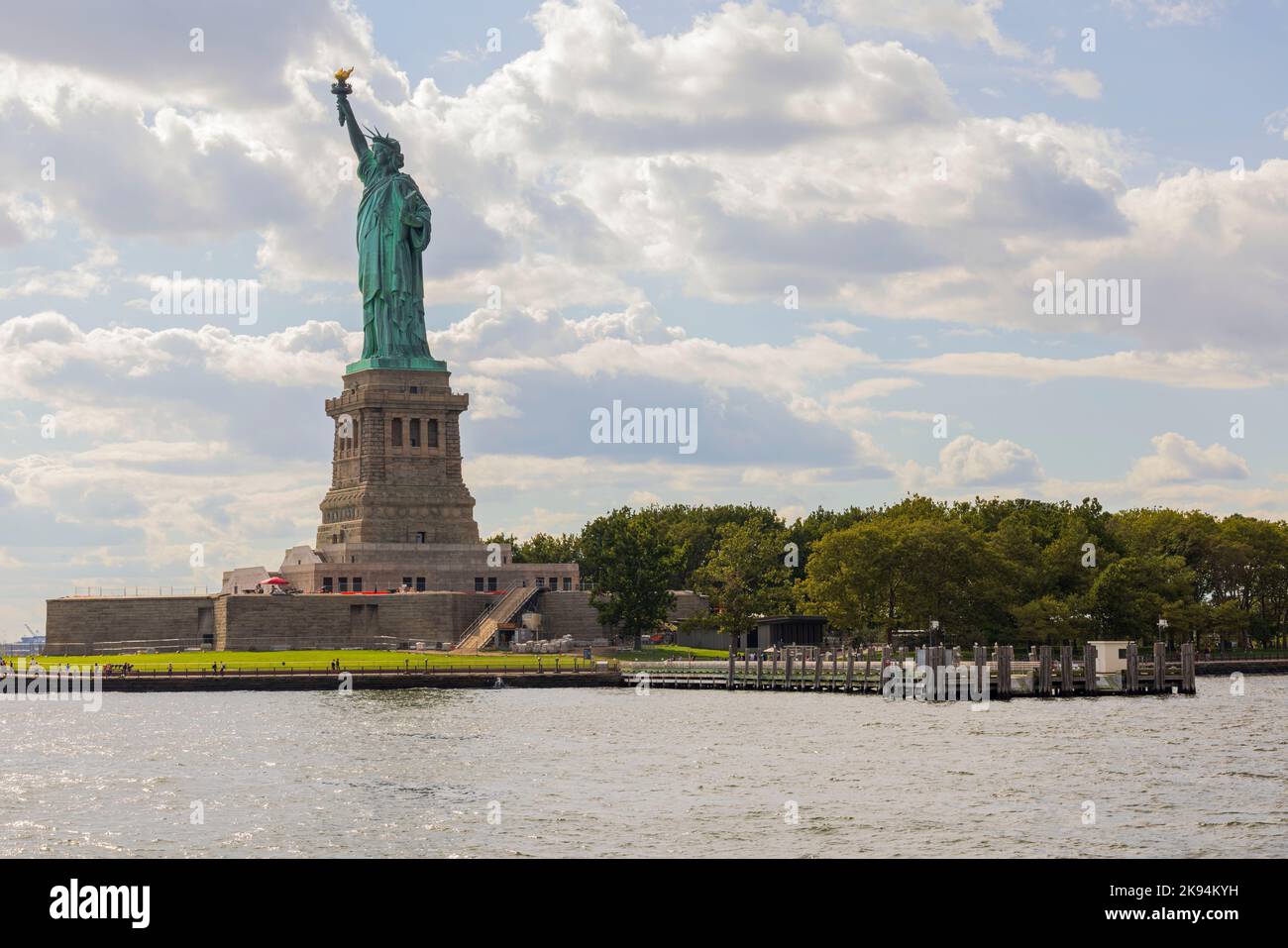 Beautiful view of Statue of Liberty on Liberty island in New York in ...