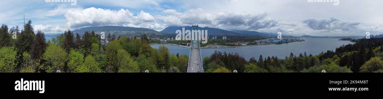 An aerial view of Vancouver bay and forest landscape in Canada ...