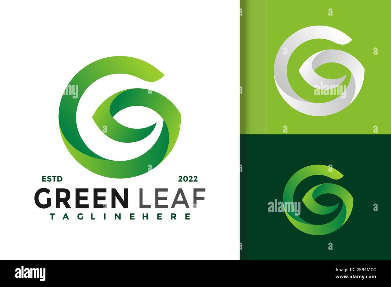 A modern G Letter Green Leaf Logo Design, Brand Identity with tagline ...