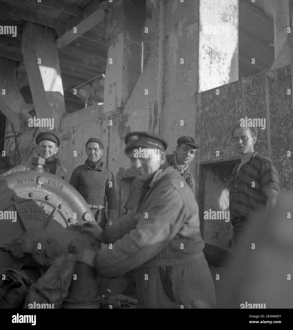 On board the salvaged icebreaker ferry strong. Ship pumps Stock Photo ...