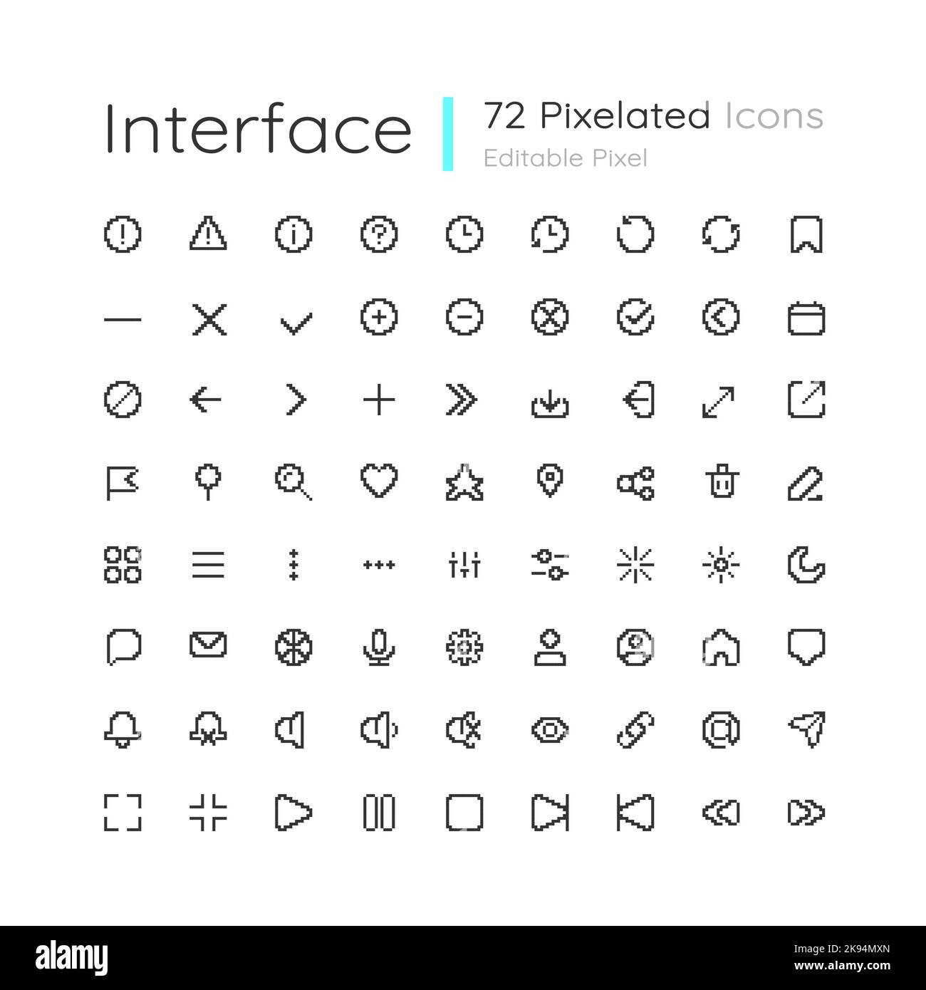 Minimalistic interface editable pixel ui icons set Stock Vector Image ... Minimalistic interface editable pixel ui icons set Stock Vector Image ...