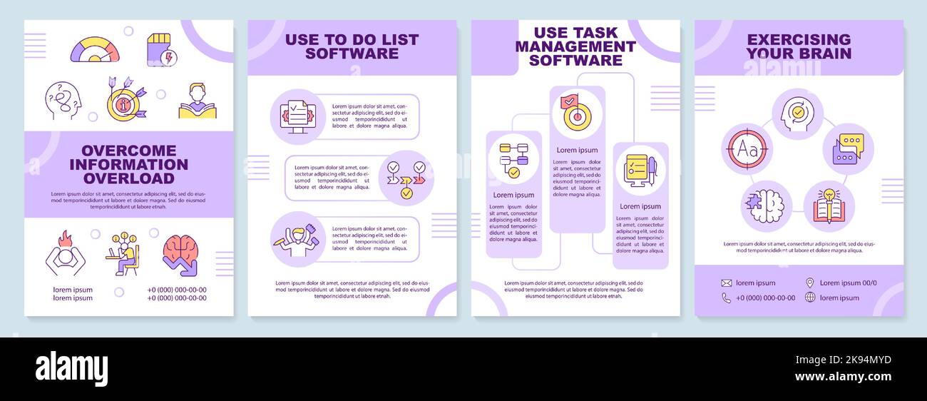 Overcome information overload purple brochure template Stock Vector ... Overcome information overload purple brochure template Stock Vector ...