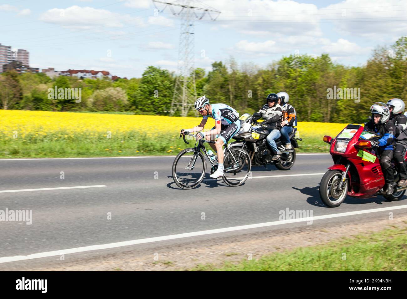 SCHWALBACH, GERMANY - MAY 1: Jerome Pineau (14) is on top of the at the ...