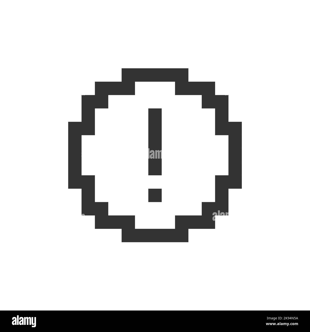 Circular shaped exclamation mark pixelated ui icon Stock Vector Image ...