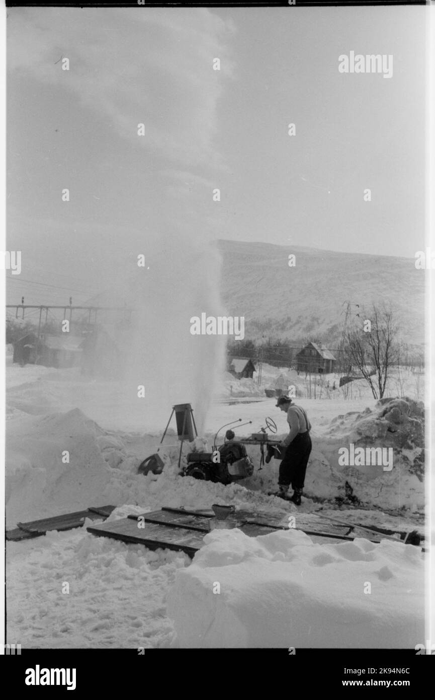 Snow removal of platform with snowflake Stock Photo - Alamy