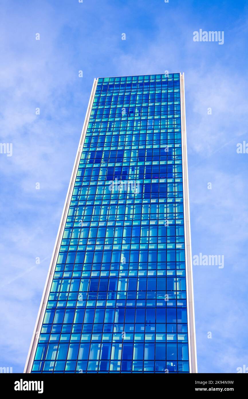 Modern building against the blue sky. Cityscape in Bilbao city, Spain ...