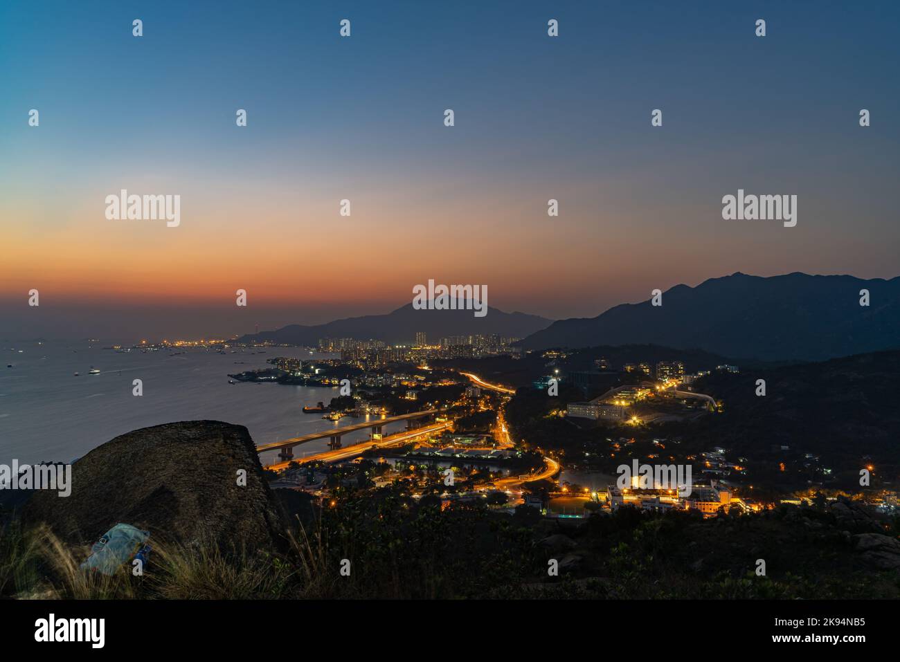 A charming view of Tuen Mun or Castle Peak in Hong Kong at vibrant ...