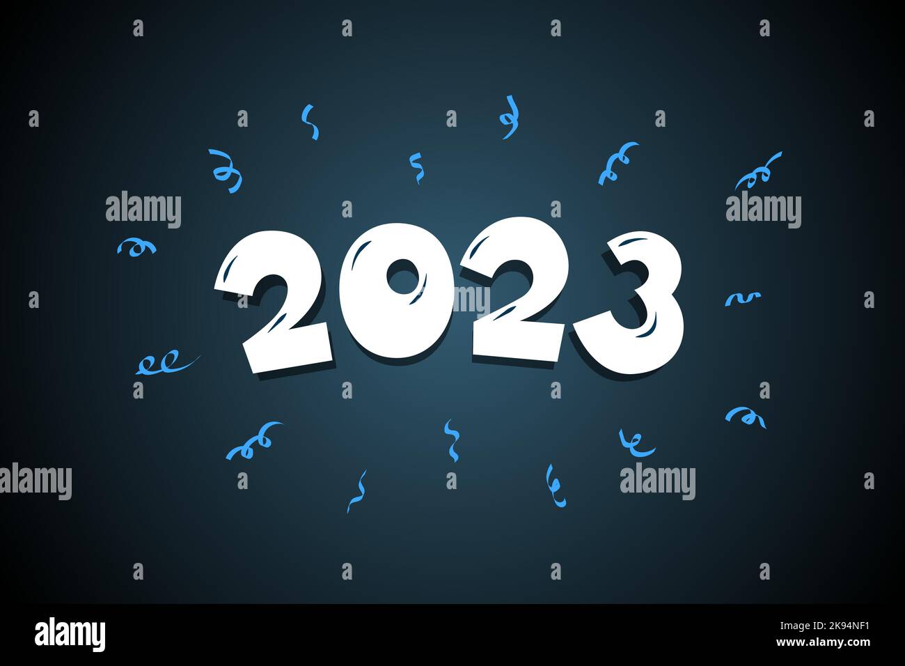 2023 cartoon hand drawn comic text lettering number with confetti ...