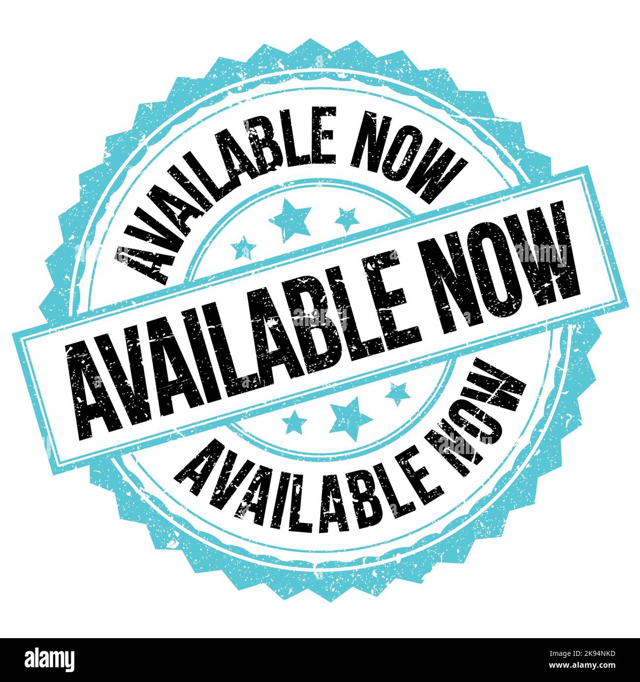 AVAILABLE NOW text written on blue-black round stamp sign Stock Photo ...