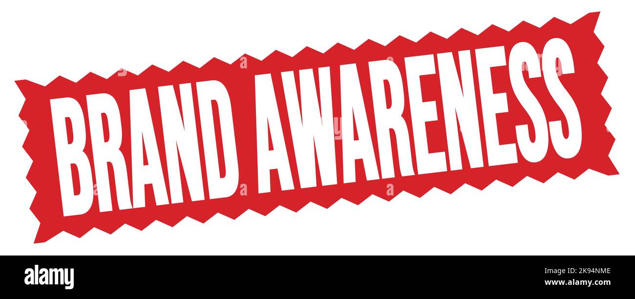 BRAND AWARENESS text written on red zig-zag stamp sign Stock Photo - Alamy