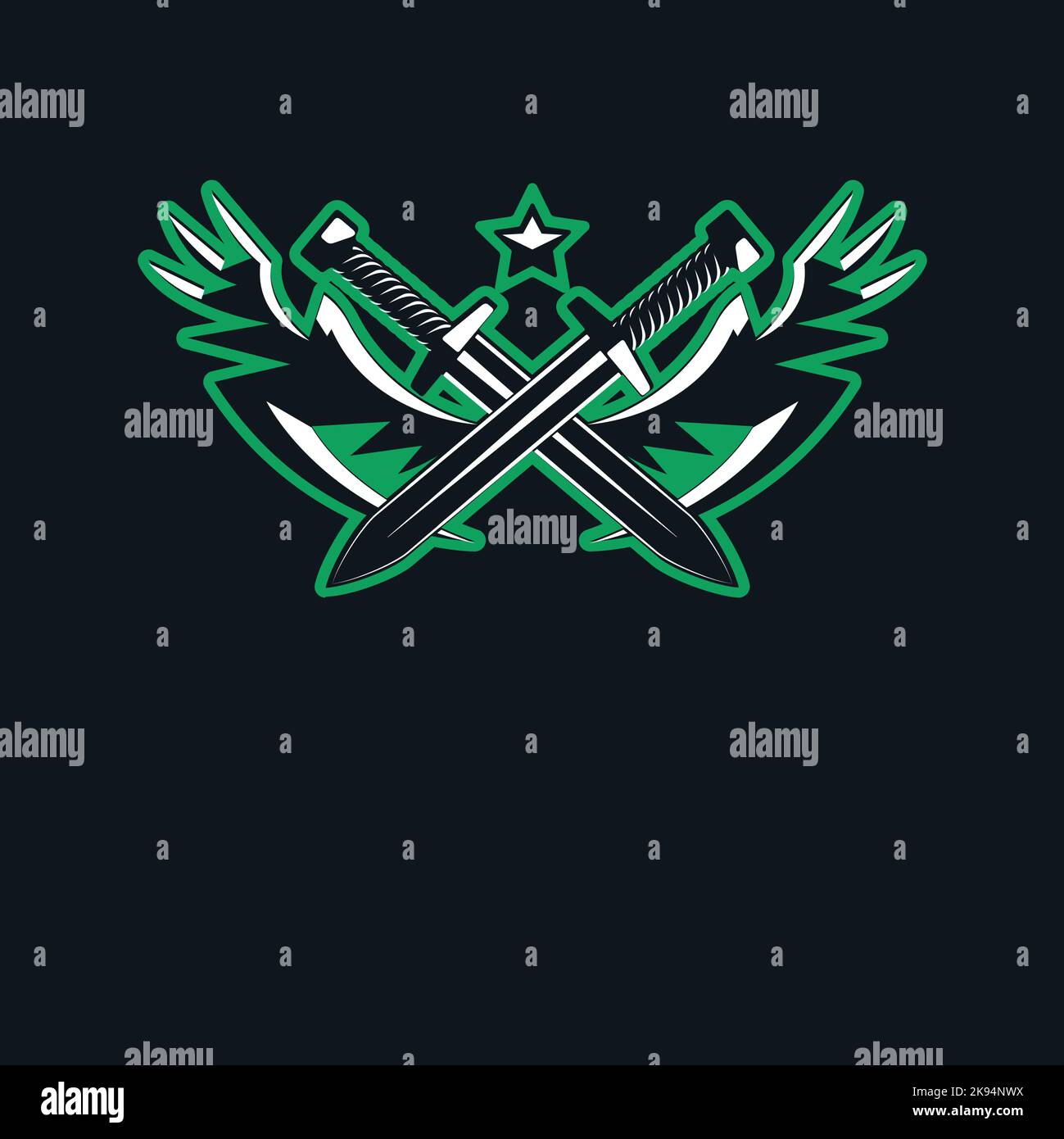 A creative logo of swords with wings on a dark background Stock Vector ...