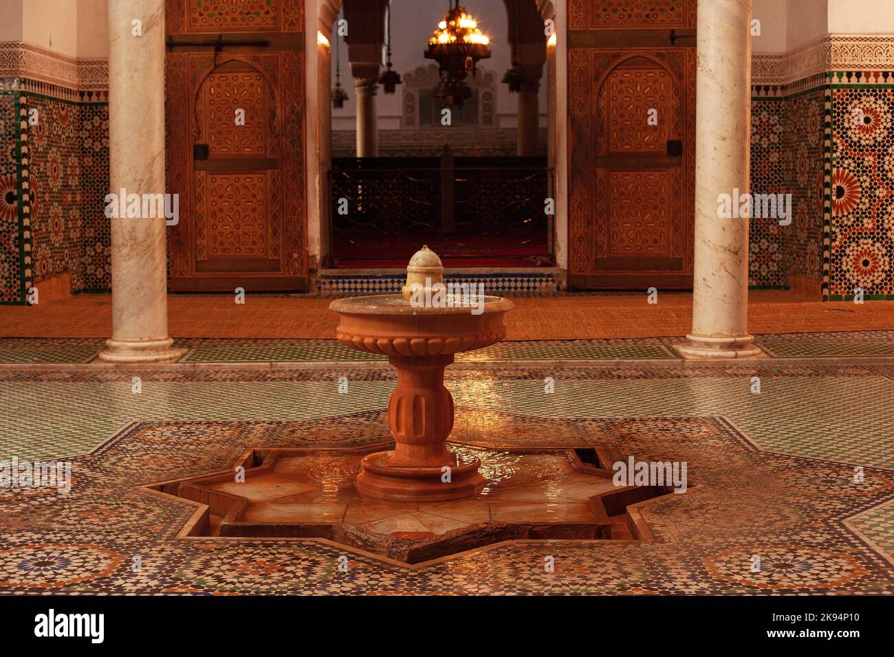 An inside view of the Mausoleum of Moulay Ismail in Meknes, Morocco ...