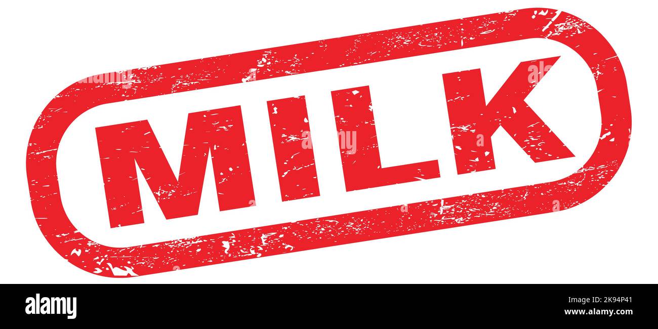 MILK, text written on red rectangle stamp sign Stock Photo - Alamy