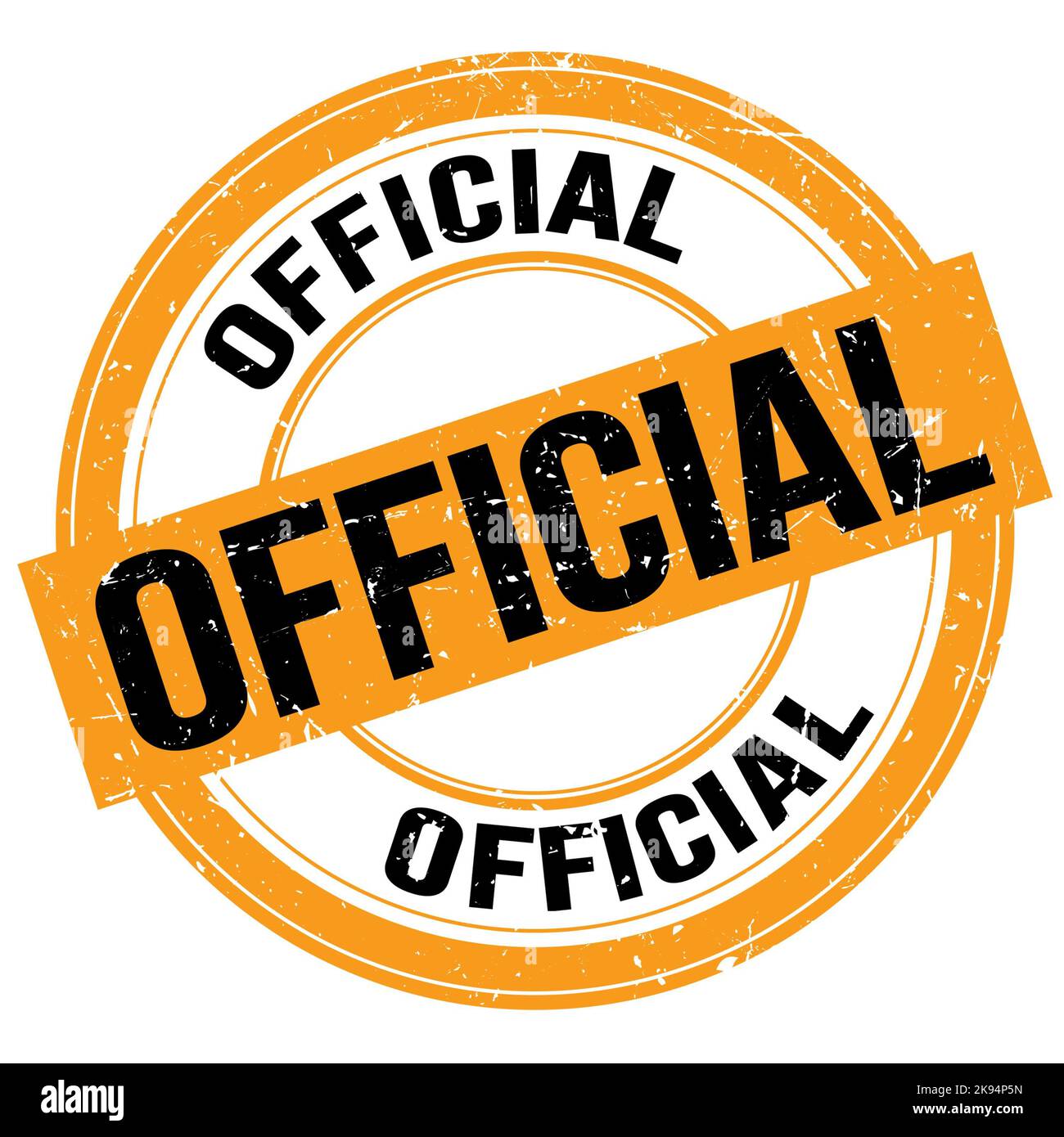 OFFICIAL text written on orange-black round grungy stamp sign Stock ...