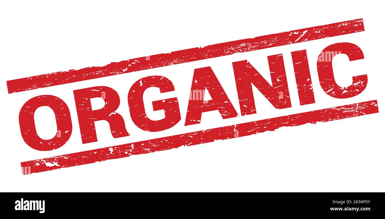 ORGANIC text written on red rectangle stamp sign Stock Photo - Alamy