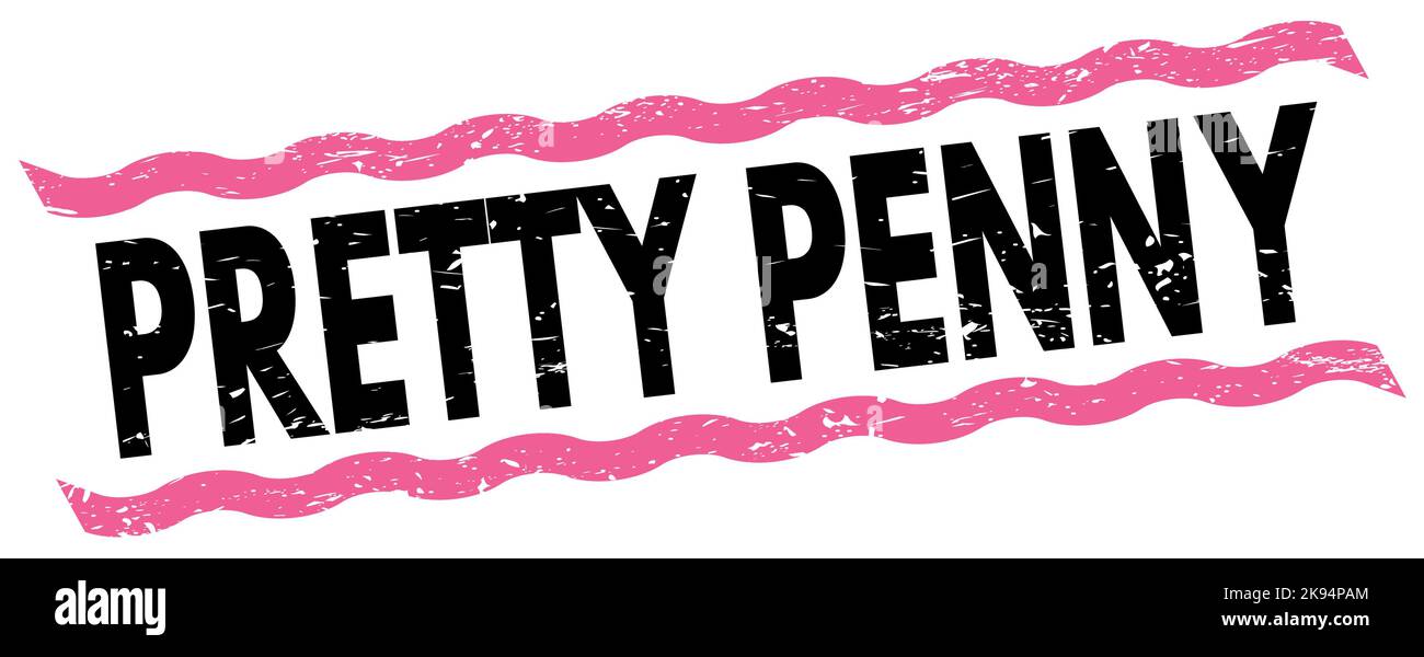 PRETTY PENNY text written on pink-black lines stamp sign Stock Photo ...