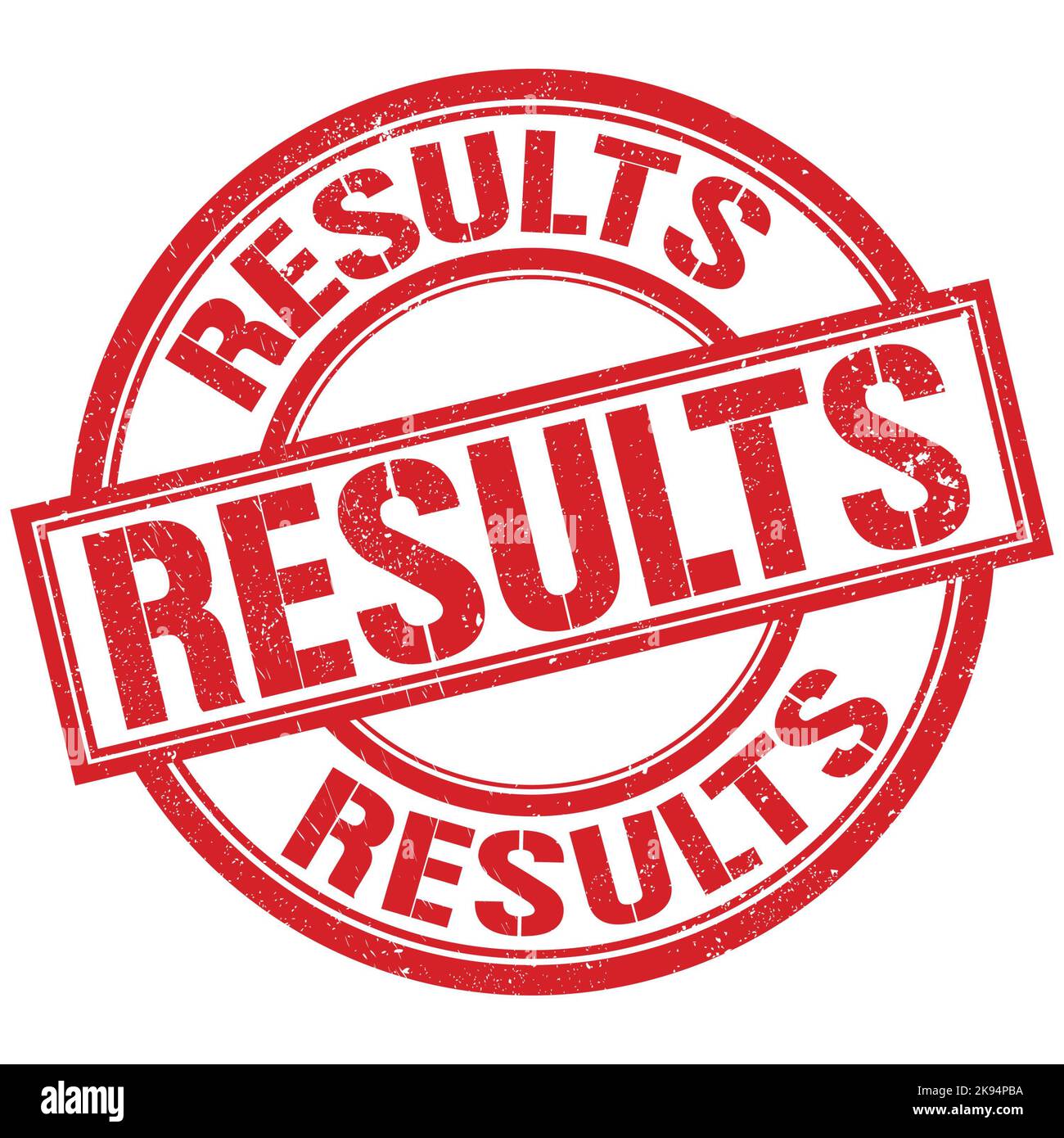 RESULTS text written word on red round stamp sign Stock Photo - Alamy