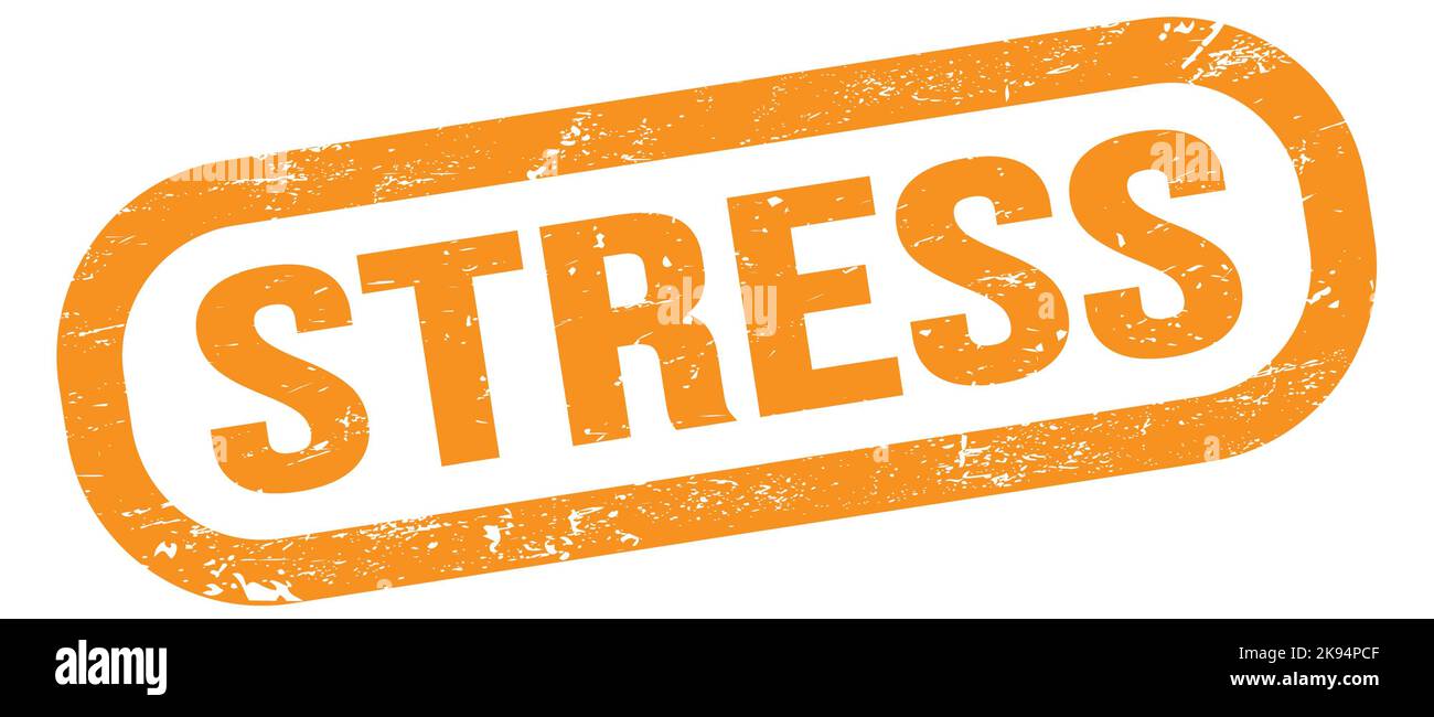 STRESS, text written on orange rectangle stamp sign Stock Photo - Alamy