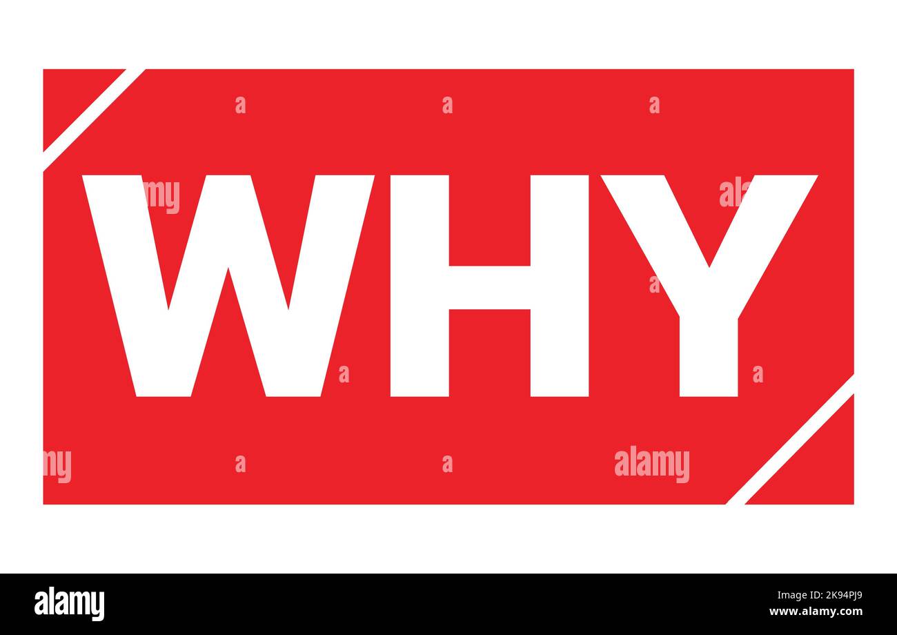 WHY text written on red rectangle stamp sign Stock Photo - Alamy