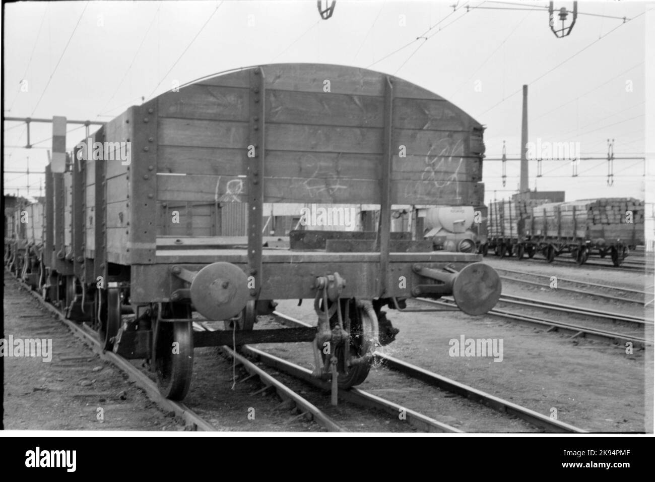 Freight wagon at yard Stock Photo - Alamy