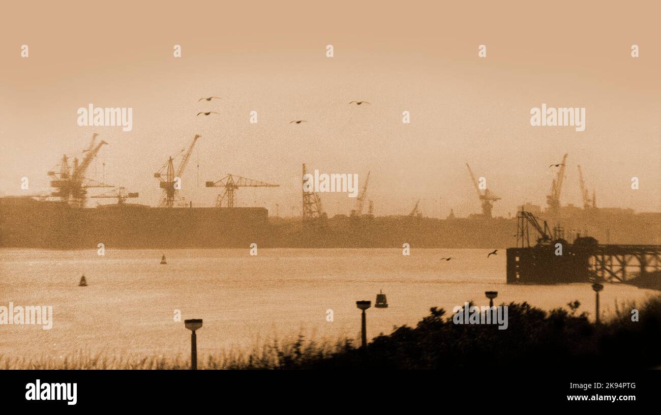 Vintage Liverpool 1968, Birkenhead docks as viewed from Otterspool ...