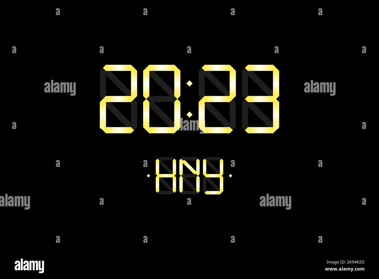 Happy New Year xmas holiday card with digital lcd electronic display ...