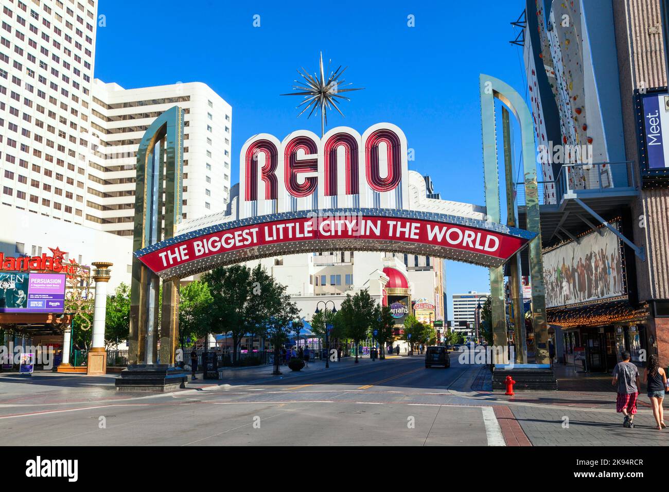 RENO - JUNE 17: The Reno Arch on June 17,2012 in Reno, Nevada. The ...