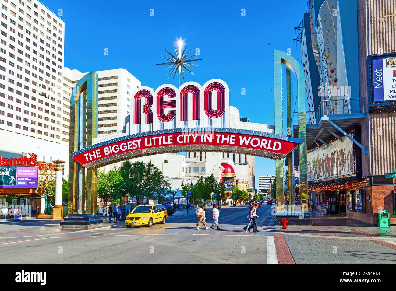 RENO - JUNE 17: The Reno Arch on June 17,2012 in Reno, Nevada. The ...