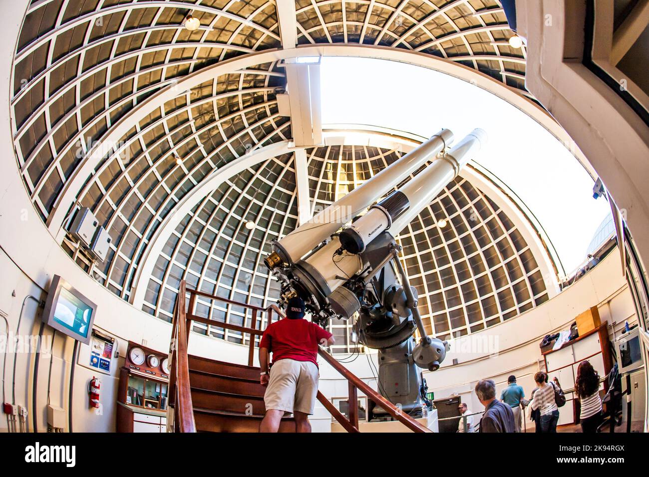 LOS ANGELES, USA - JUNE 24: Zeiss telescope at the Griffith observatory ...
