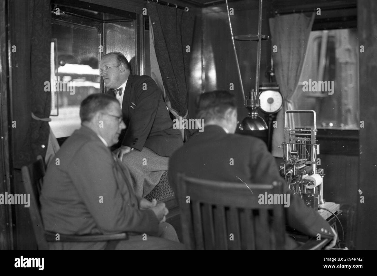 Engineer Pramberg and others with measuring instruments in inspection ...