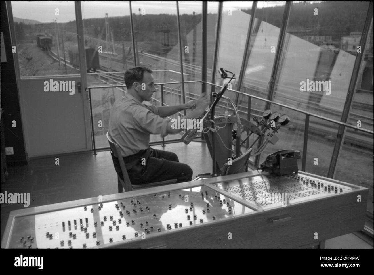The Ranger Tower at Rangerbangården at Ånge station. An electrical ...