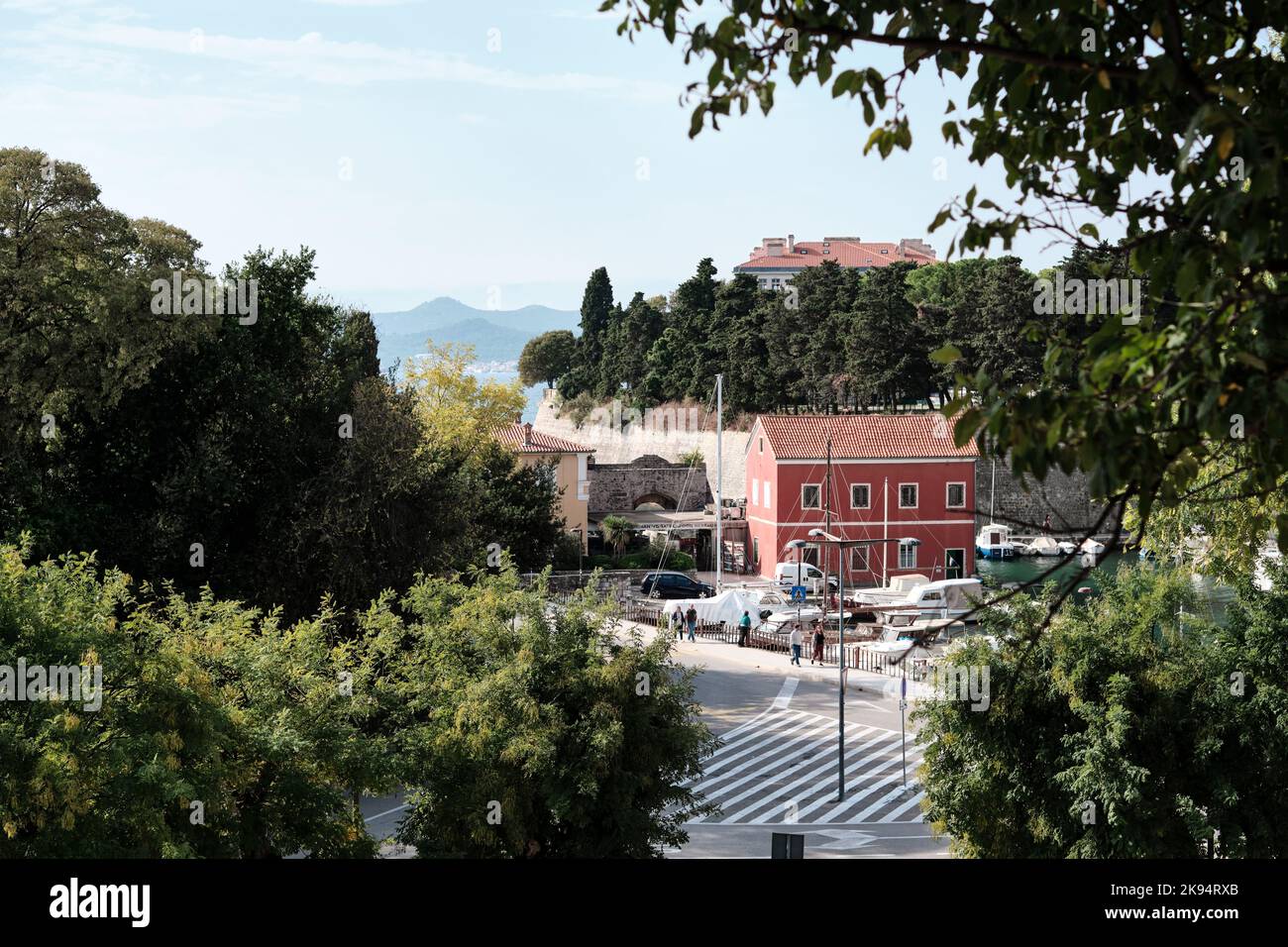 Fosa harbour by the Venetian Land gate in the city walls of Old Zadar ...