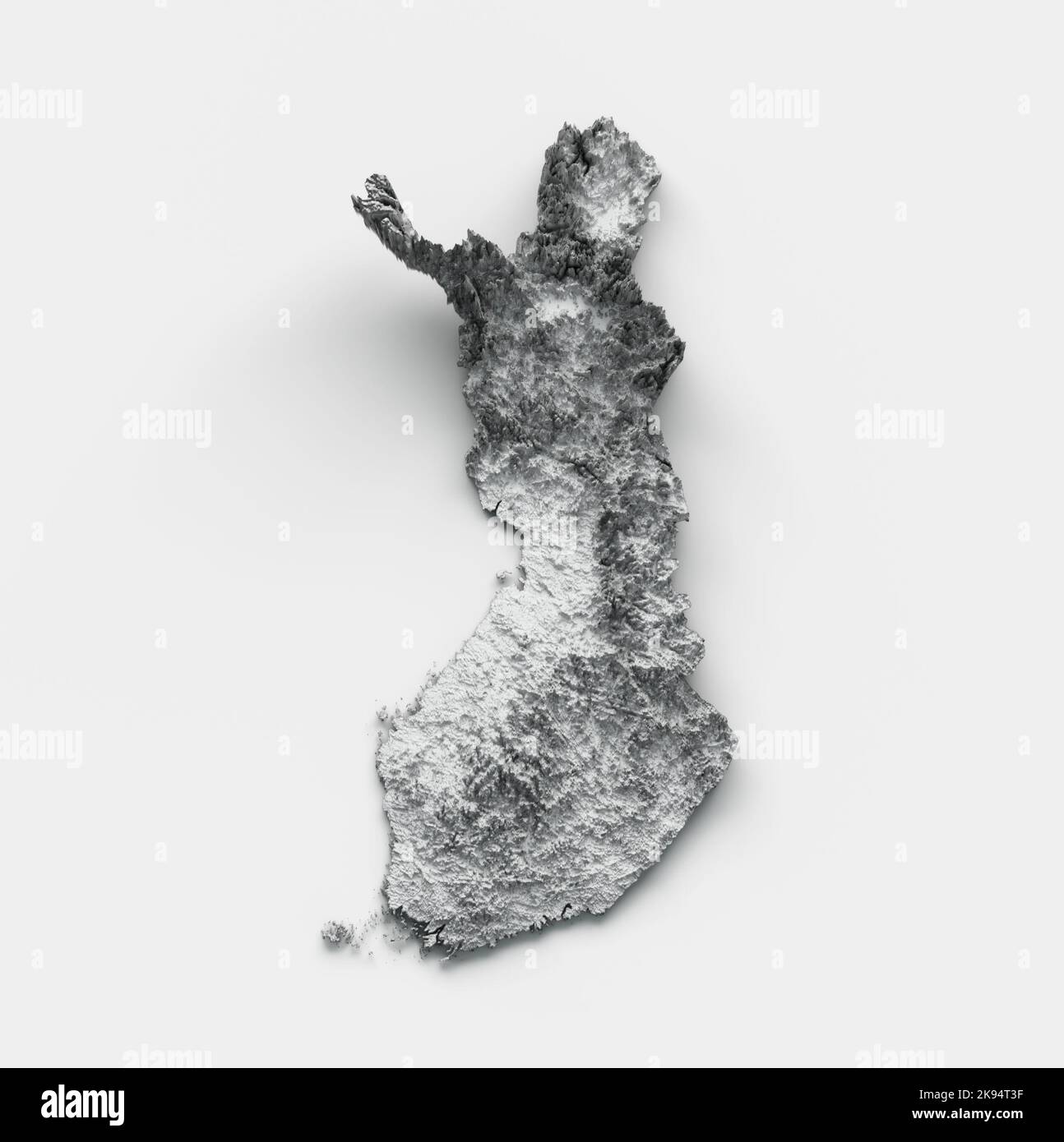 Finland Map Flag Shaded relief Color Height map on white Background 3d ...