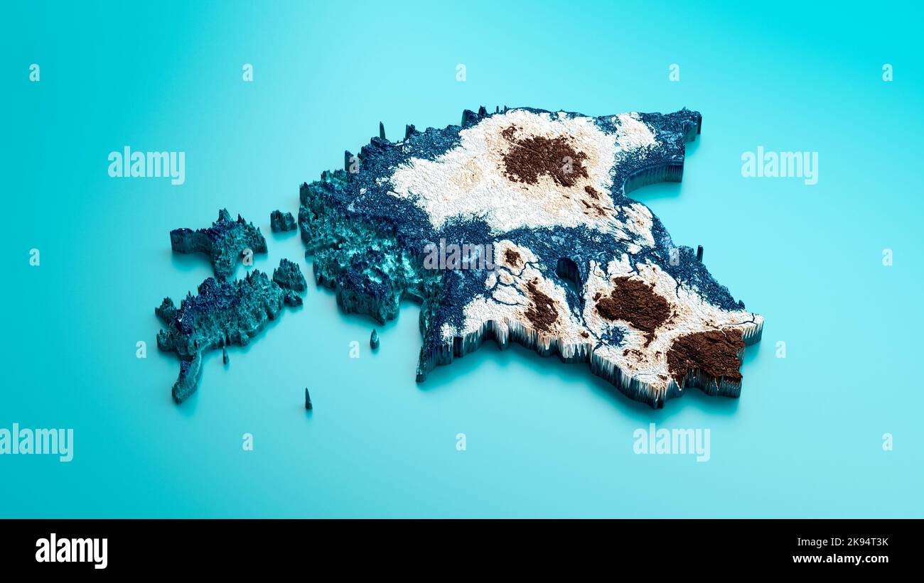 Topographic Estonia Map Hypsometric Elevation tint Spectral Shaded ...