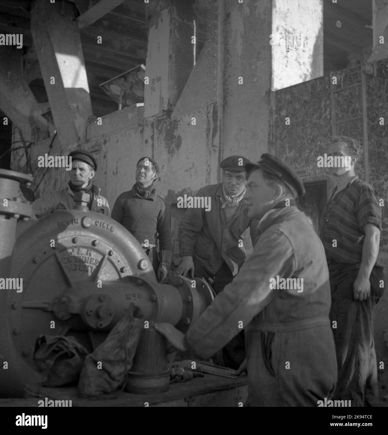 On board the salvaged icebreaker ferry strong. Ship pumps Stock Photo ...